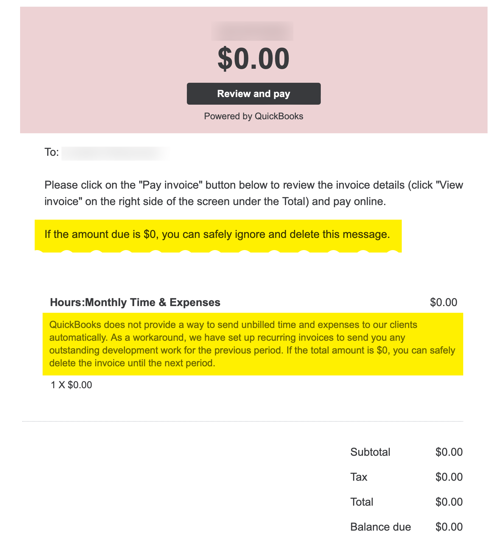 Why did I get a $0 invoice from QuickBooks – Help Center
